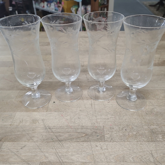 Dining | Elegant Clear Glass Etched Goblets Set | Poshmark